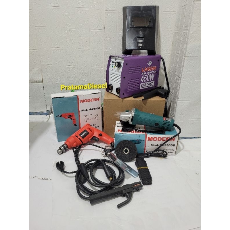 Jual Mesin Las LAKONI BASIC 450Watt+Gerindra MODERN+Bor MODERN | Shopee ...