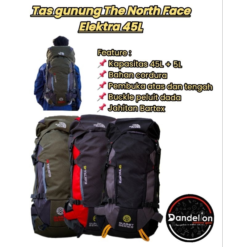 Jual Tas gunung atau keril Carier The Nor5h Face Lokal Elektra 45L + 5L ...
