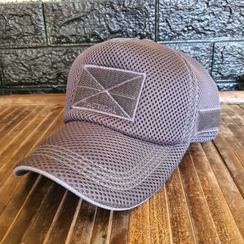 Jual topi double mess jaring abu abu - topi baseball jaring caps velcro ...