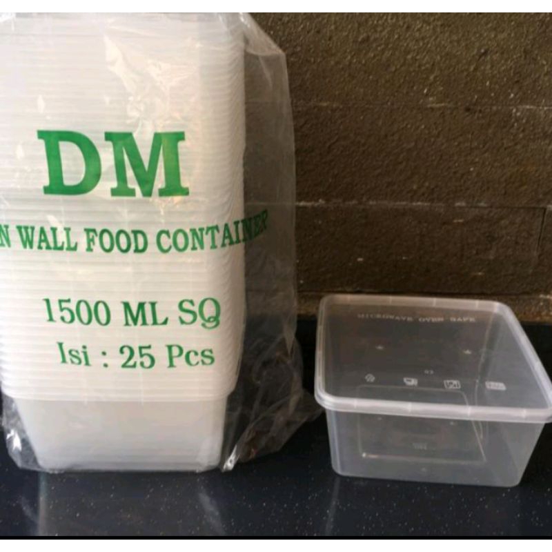 Jual KOTAK MAKAN PERSEGI 1500ML -BOX THINWALL FOOD CONTAINER - Isi 25 ...