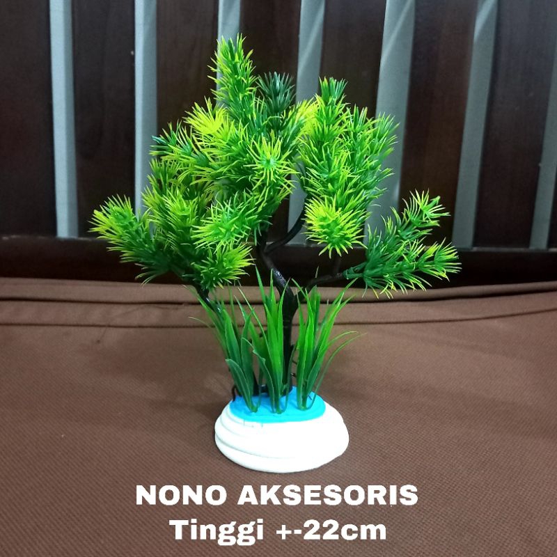 Jual hiasan aquarium tanaman plastik hiasan aquarium daun rimbun tinggi ...