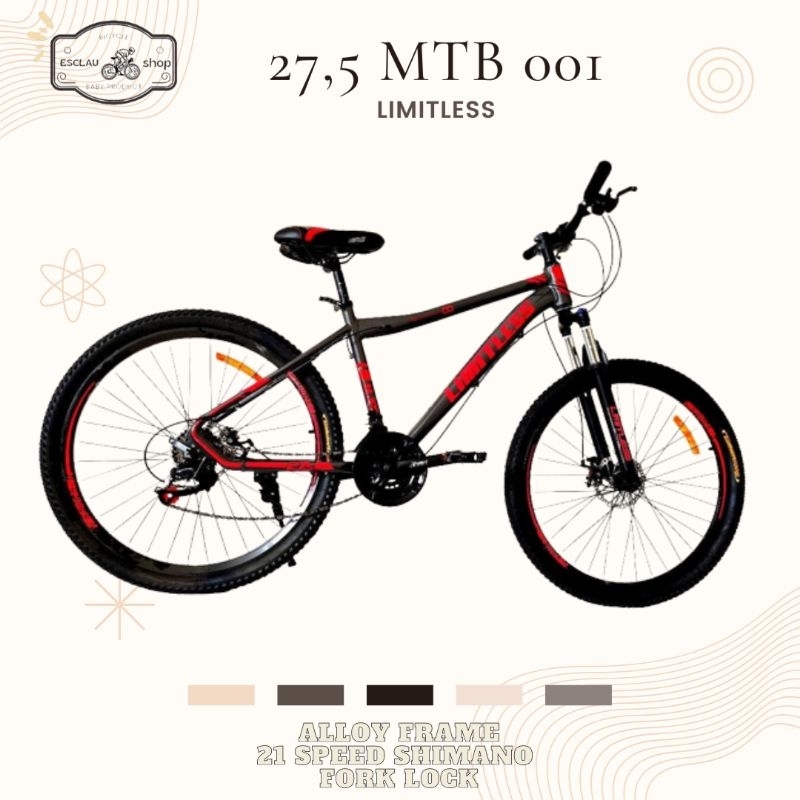Jual Sepeda Gunung 001 Limitless Ukuran 27,5 27.5 MTB Allloy Frame 21 ...