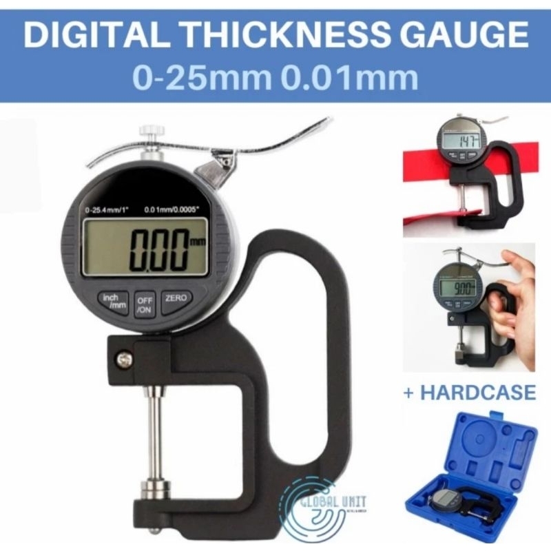 Jual 254 Mm 001 Mm Digital Thickness Gauge Alat Ukur Ketebalan Benda Kayu Kertas Kain Kulit
