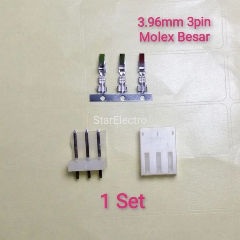 Jual 1 set molex besar 3 pin header pcb male female 3pin konektor 3.96mm | Shopee Indonesia