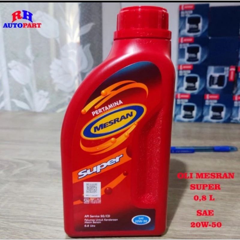 Jual oli mesran super 0,8L oli mesran super 1 Liter botol merah oli ...