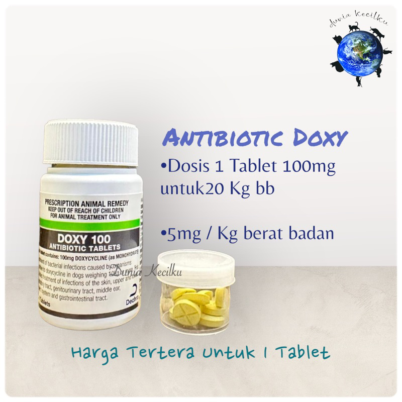 Jual DOXY 100 mg Animal Remedy Antibiotic Anjing Kucing PER 1 TABLET ...