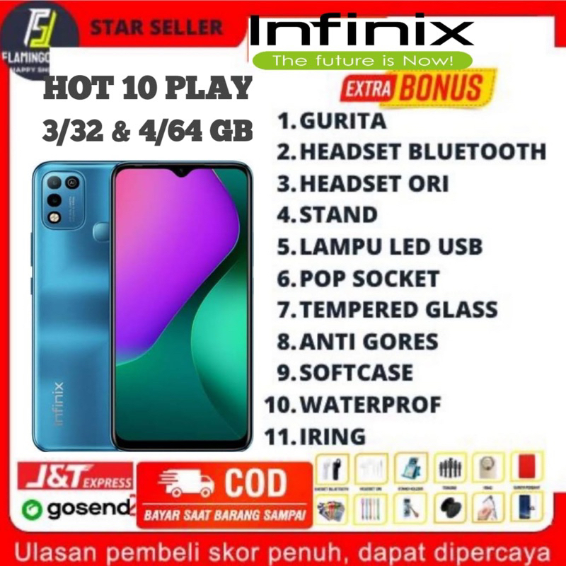 Jual INFINIX HOT 10 PLAY RAM 4/64 & 3/32 GB GARANSI RESMI INFINIX ...