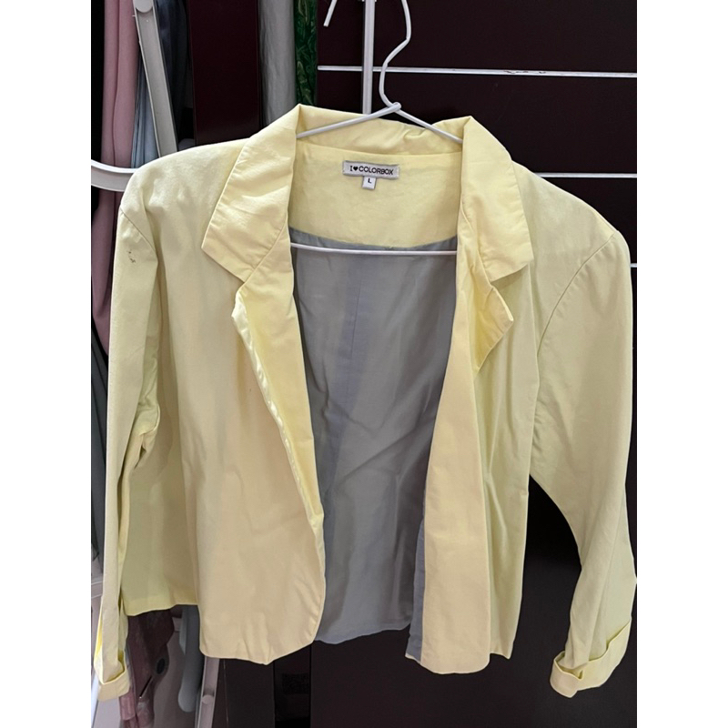 Jual Blazer Outer Colorbox Yellow Preloved | Shopee Indonesia