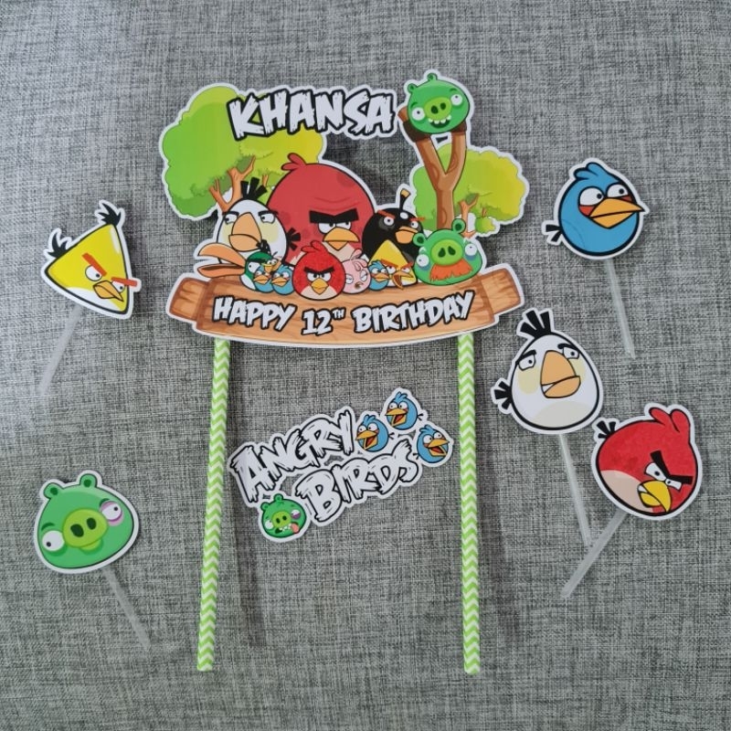 Jual Cake Topper Angry Bird Bisa Custom Nama | Shopee Indonesia