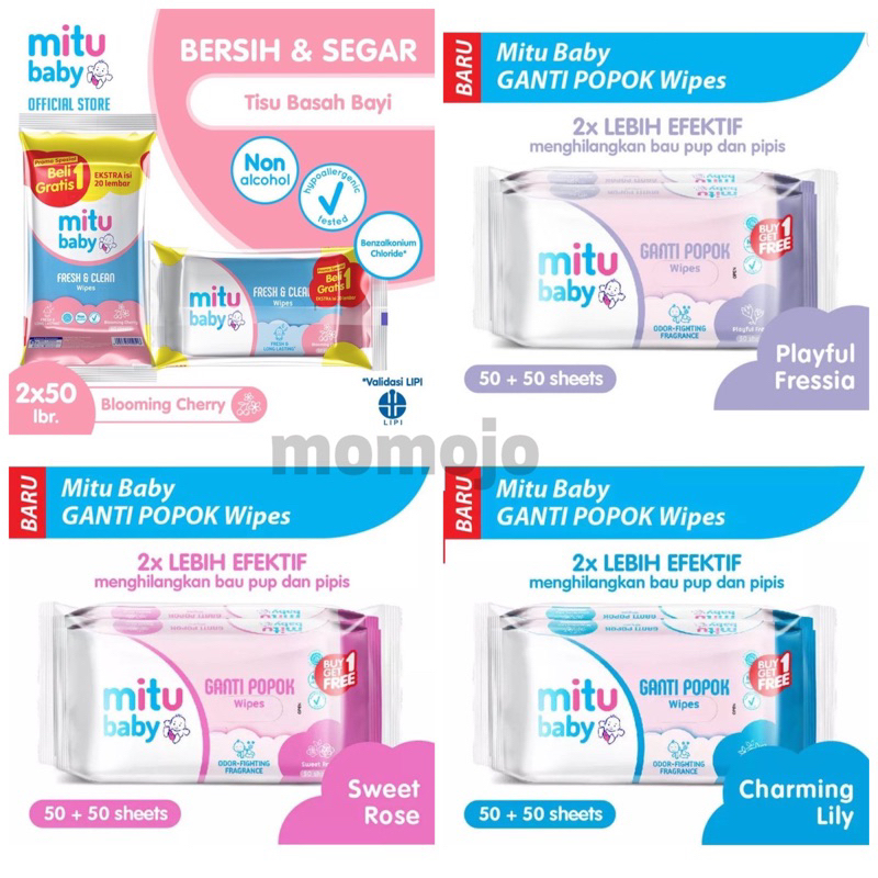 Jual Mitu Baby Wipes Fresh n Clean Tissue Basah Kulit Bayi | Tisu Basah ...