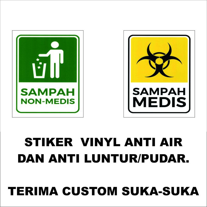 Jual STIKER SIGN SAMPAH MEDIS NON MEDIS UKURAN 9x11CM | Shopee Indonesia