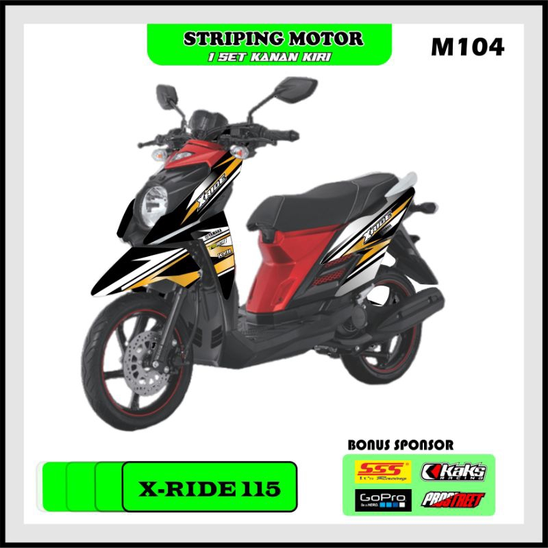 Jual STIKER Stripping motor X-RIDE 115 ,1set + bonus sponsor ,tipe M104 ...