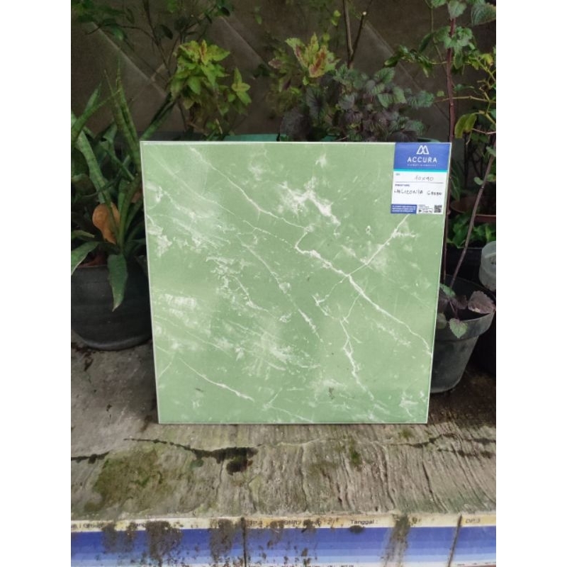 Jual Keramik lantai 40x40 Helicornia green / glossy / Mulia accura ...