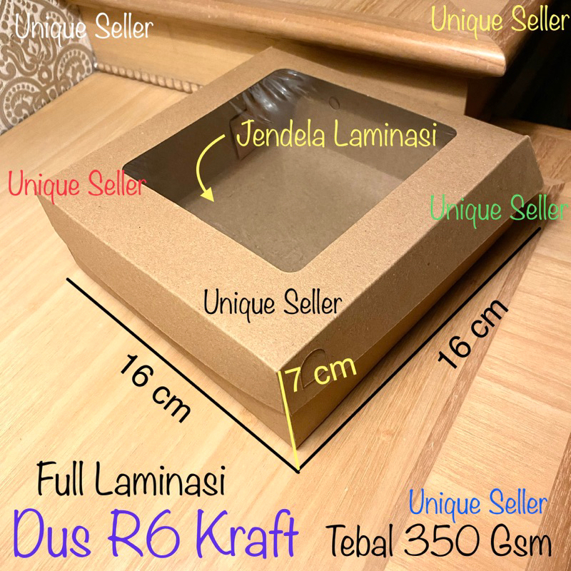 Jual Dus Box Kotak Nasi R6 KRAFT 16x16x7 Jendela FULL Laminasi 350 Gram ...