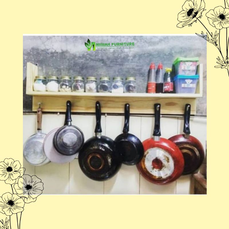 Jual Rak bumbu dapur dinding kayu jati belanda panjang 90 cm | Shopee ...