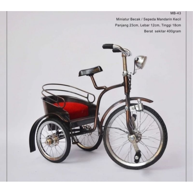 Jual Miniatur becak Mandarin sepeda cina bahan besi murah | Shopee ...