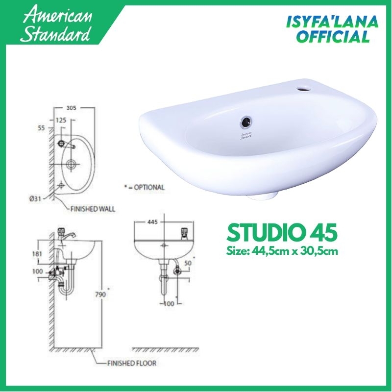 Jual PAKET SET KOMPLIT WASTAFEL AMERICAN STANDAR STUDIO 45 | Shopee Indonesia