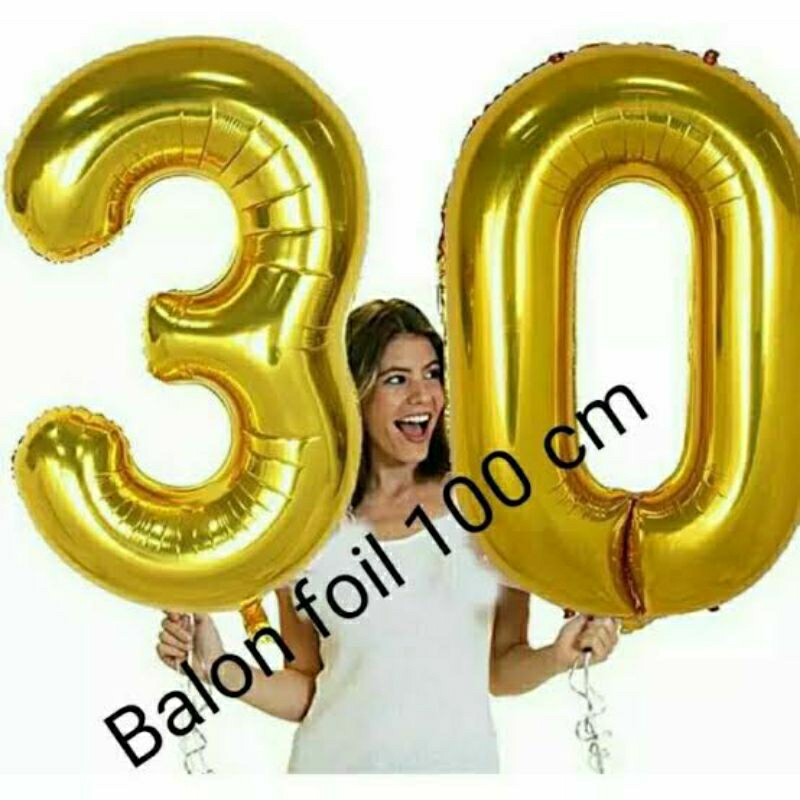Jual SUPER JUMBO 100 cm ! Balon Angka Besar Gold Silver Pink Biru ...