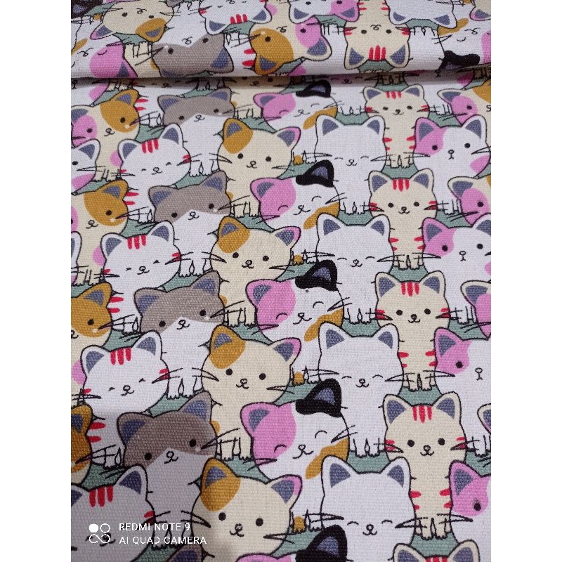 Jual kain kanvas meteran kucing rame 50x150cm | Shopee Indonesia