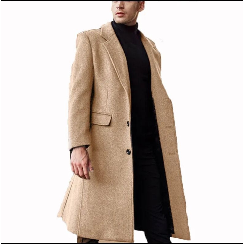 Jual Jaket Jas Blazer Jubah Panjang Pria Long Coat Pria Korea Bahan ...