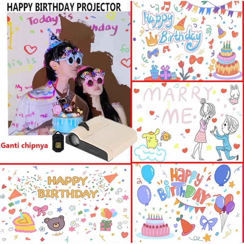 Jual [COD] Happy birthday projector, proyektor mini ulang tahun ...