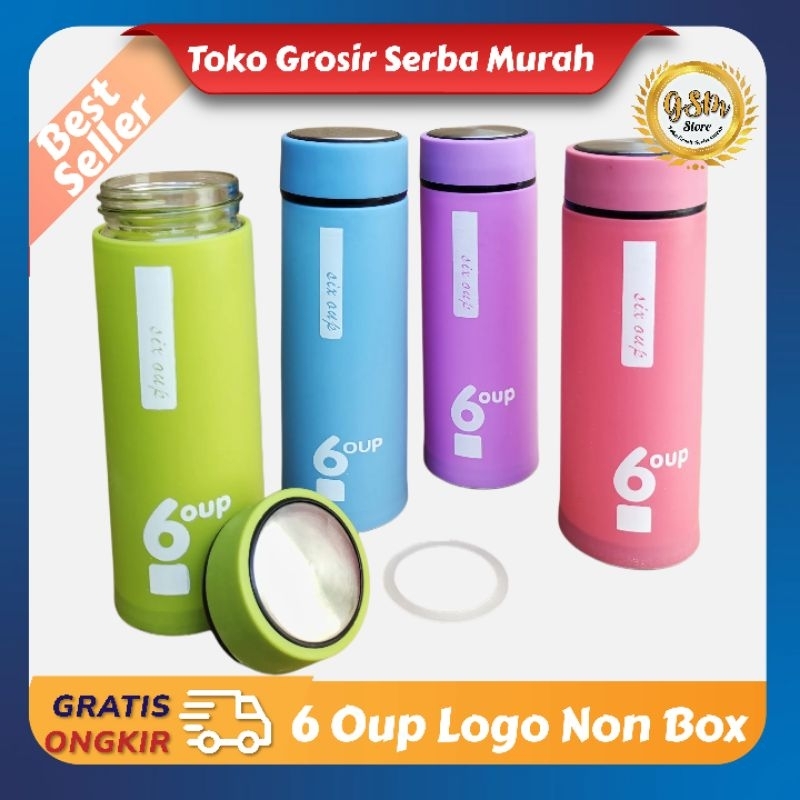 Jual Termurah Botol Minum Kaca Six Oup 400ml / Beling cover plastik ...