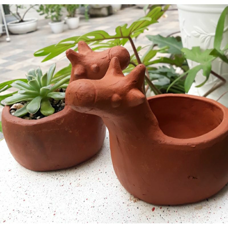 Jual Pot Terracotta Motif Hewan | pot batu | pot aesthetic | home decor ...