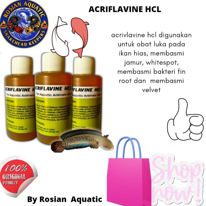 Jual Acriflavine hcl 100ml obat ikan hias obat kuning ikan hias obat ...