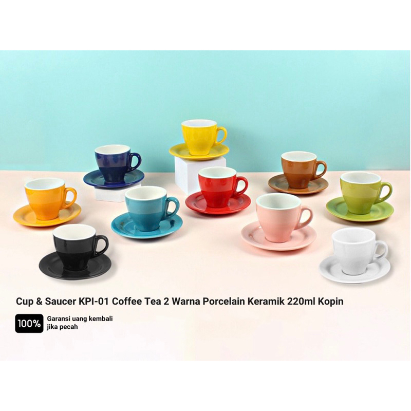 Jual Cangkir set keramik kopin warna 200cc ( KPI01 ) | Shopee Indonesia