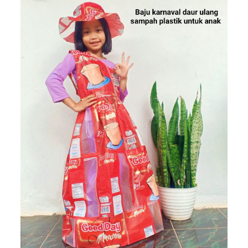 Jual Kostum/Baju karnaval anak perempuan daur ulang sampah plastik plus ...