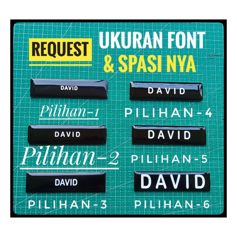 Jual Name Tag Hitam Full - Pilihan Berdasarkan Ukuran Font dan Spasinya ...