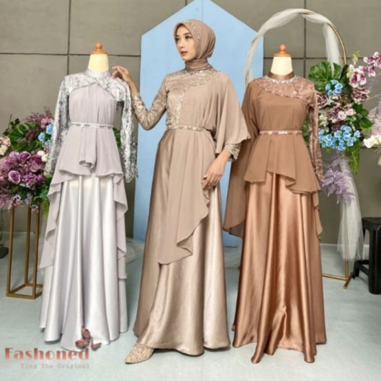 Jual Rizkiyah 10 In 1 Dress Muslim Wanita Remaja Kondangan Brukat Tille ...