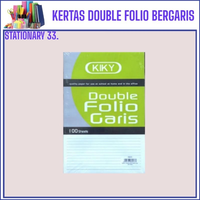 Jual Kertas Double Folio Bergaris / Double Polio Garis Kiky 1 Pak Isi 100 Lembar | Shopee Indonesia