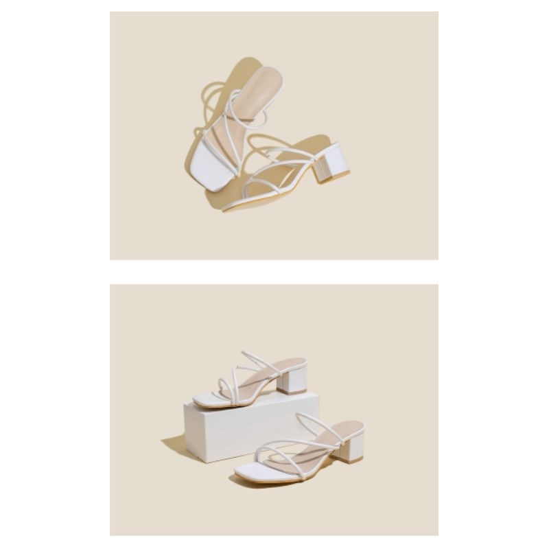 Jual Ens - Jessy Sandal Heels Wanita Berhak 5cm - PUTIH | Shopee Indonesia