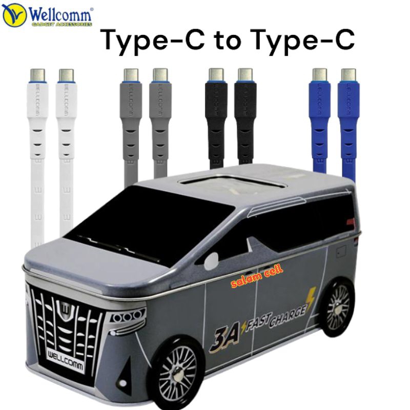 Jual Kabel Data Type-C to Type-C Wellcomm Fast Charge Premium Original ...