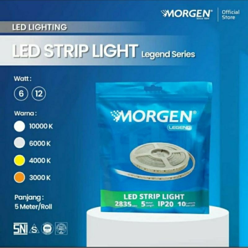 Jual lampu led strip morgen 2835 5meter ip 20 dc 12v 120 led lampu pita ...