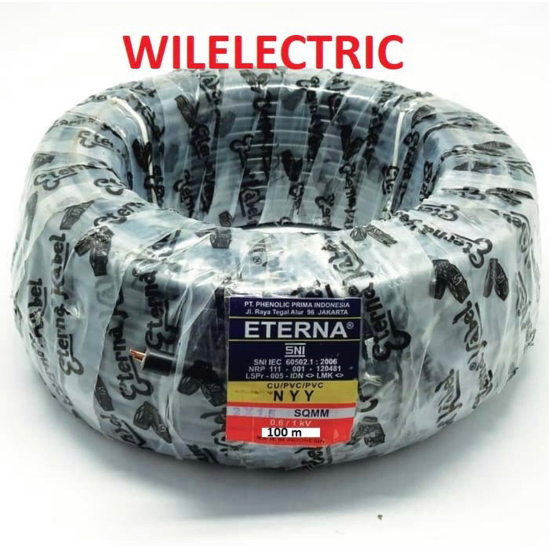 Jual Eterna Kabel Listrik Kawat NYY Tufur 2x1.5 2 x 1.5 mm 100 m rol hitam | Shopee Indonesia