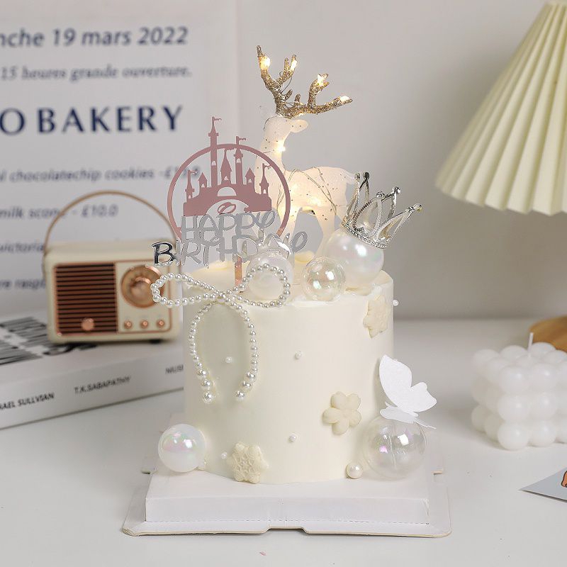 Jual Topper Baby Shower/Topper Rusa Putih Glitter Birthday Cake ...