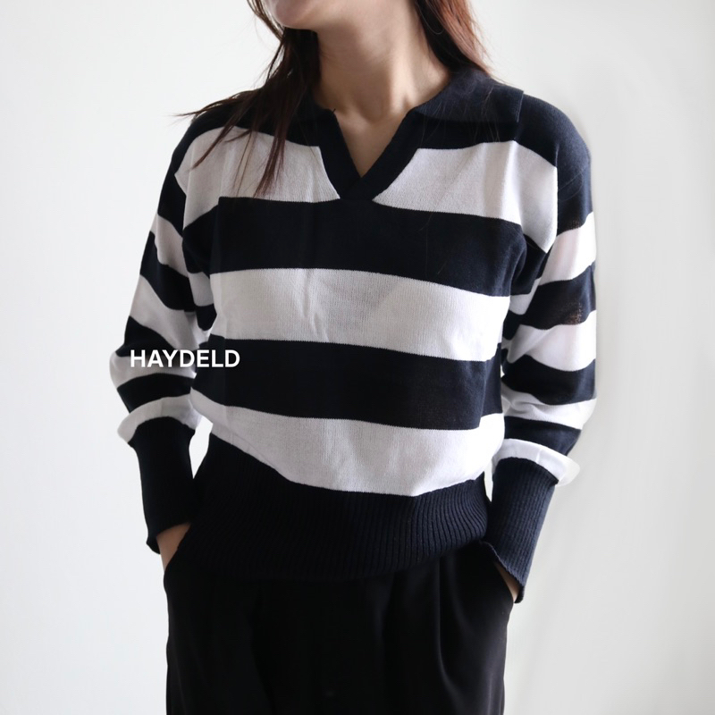Jual HAYDELD - Valerie Knit Sweater | Stripes Sweater Rajut | Sweater ...
