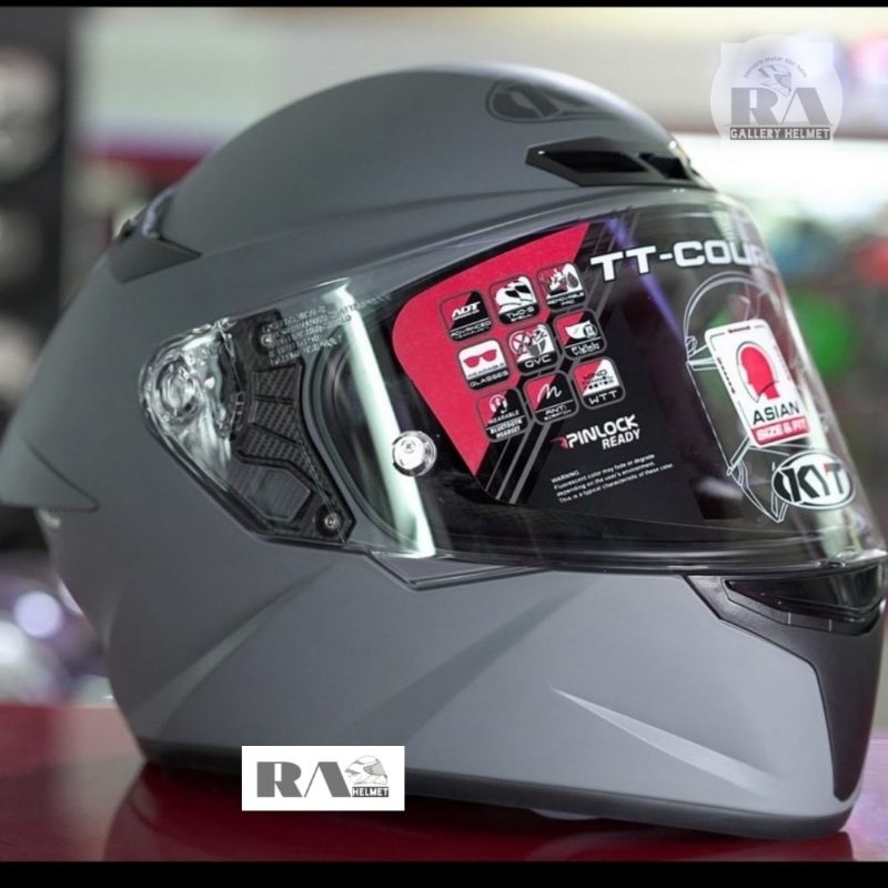 Jual Helm kyt ttc solid warna abu-abu dof helm full face original kyt ...