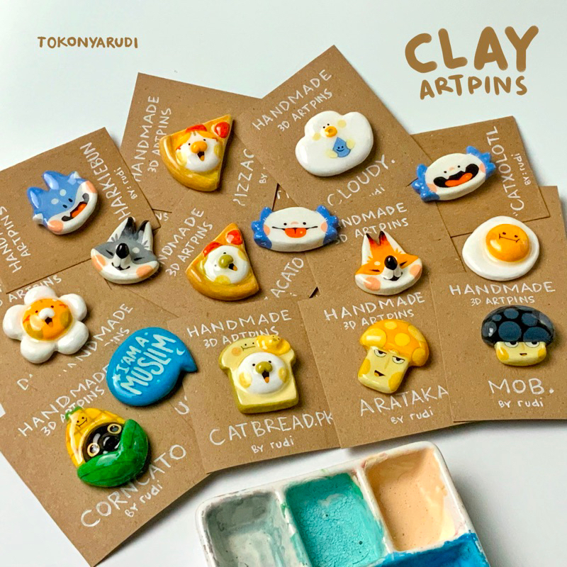 Jual cute art pin lucu handmade clay | by rudi | Shopee Indonesia