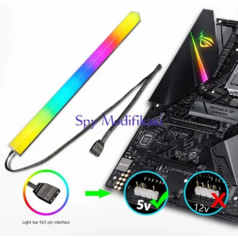 Jual led strip argb 5v 2 sisi akrilik 16,5cmx1,7cm 3pin sync mobo ...