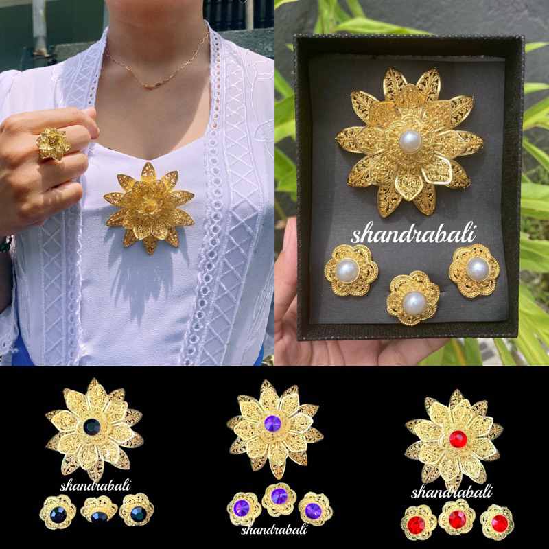 Jual Set Bros Bunga Tunjung Medium Alpaka Kebaya Bali Aksesoris Perhiasan Baju Adat Penari ...