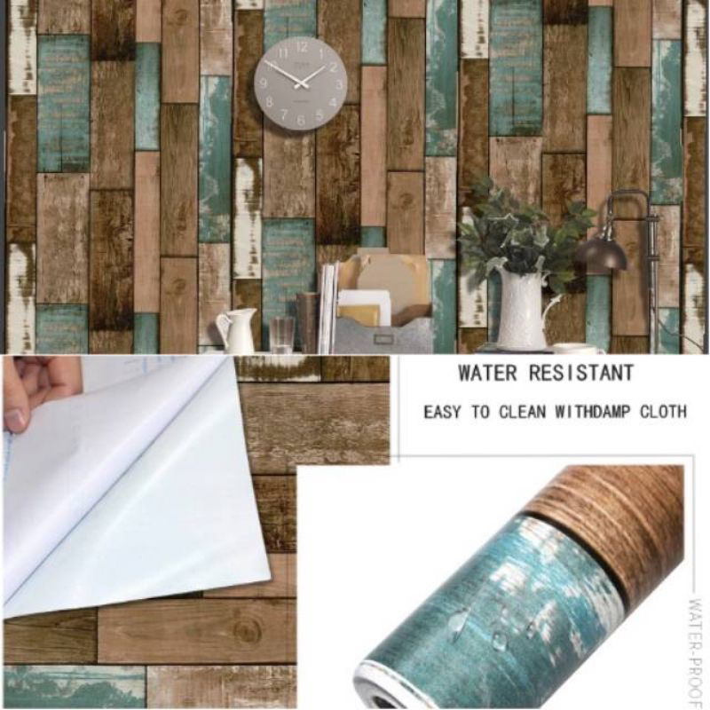 Jual Wallpaper Dinding Kayu Serat Coklat Tua 9m S D 10m X 45cm Shopee