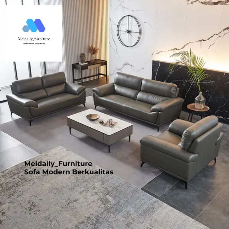Jual Sofa Kulit 221 Kualitas Premium Kursi Ruang Tamu Minimalis Super Mewah Terbaru Sofa Kantor ...
