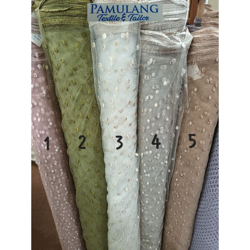 Jual Kain Tulle Embroidery Polkadot 2 || Harga Per Setengah Meter (50 ...