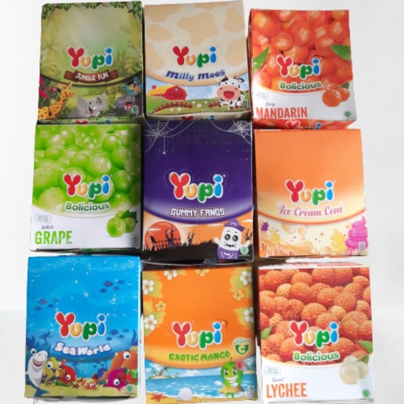 Jual Permen YUPI All Varian Rasa Isi 24 pcs per Box Jungle Fun / Milly ...