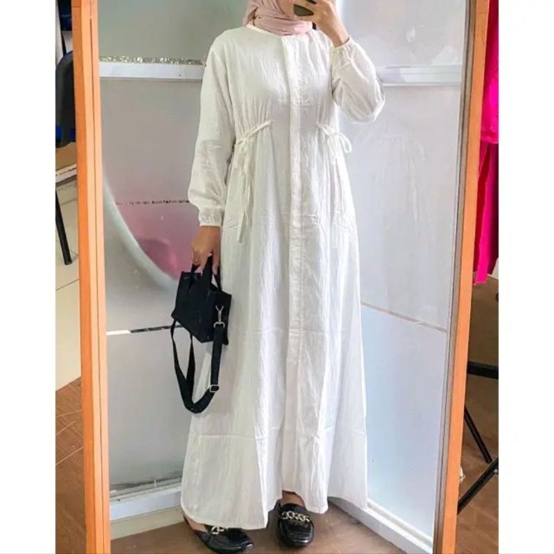 Jual gamis kekinian/gamis terbaru/Gamis Dress Hazel Polo Linen standar ...