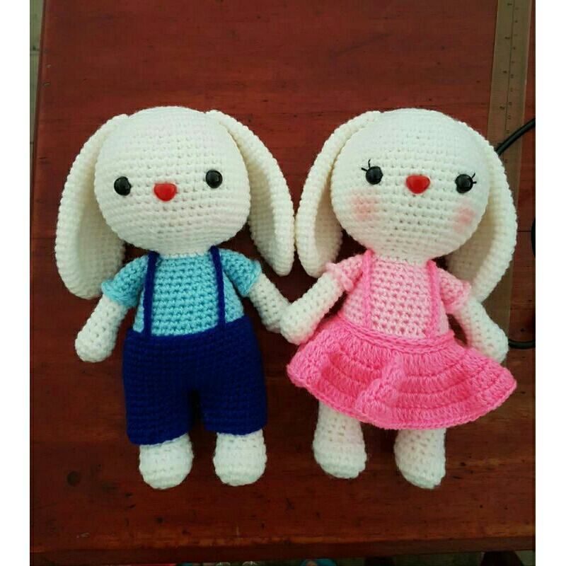 Jual Boneka Bunny/Kelinci Milo & Molly Rajut Amigurumi | Shopee Indonesia
