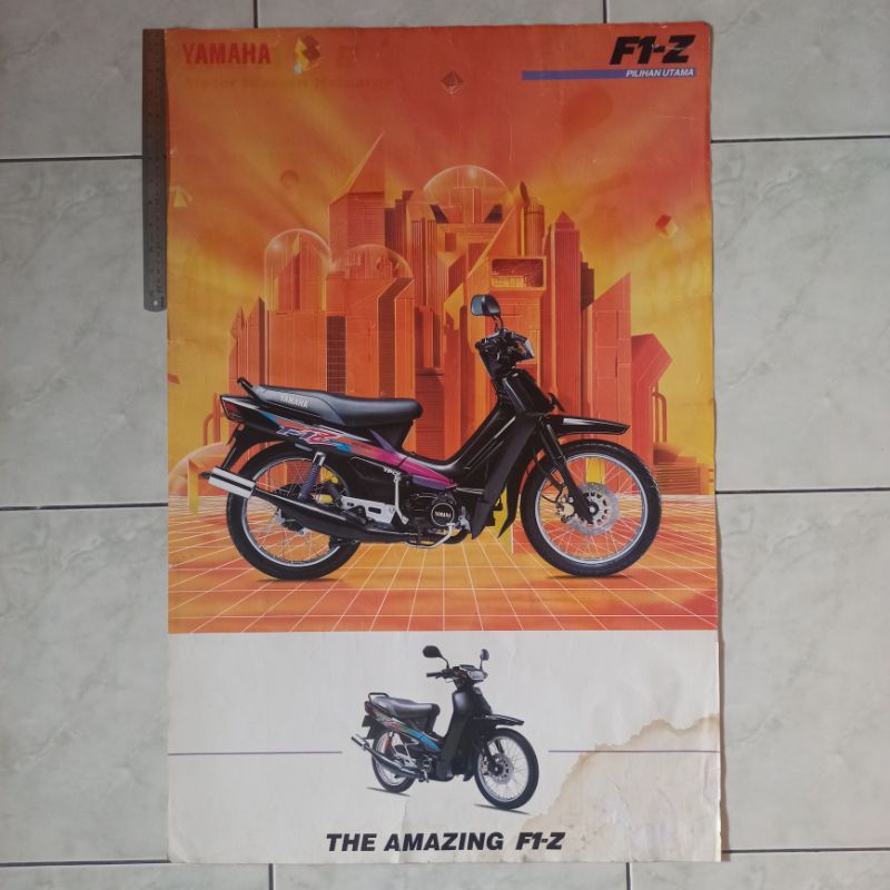 Jual Poster brosur katalog iklan jumbo jadul lawas ex dealer Yamaha F1Z/F1 Z/Force 1Z 1995 ORI ...